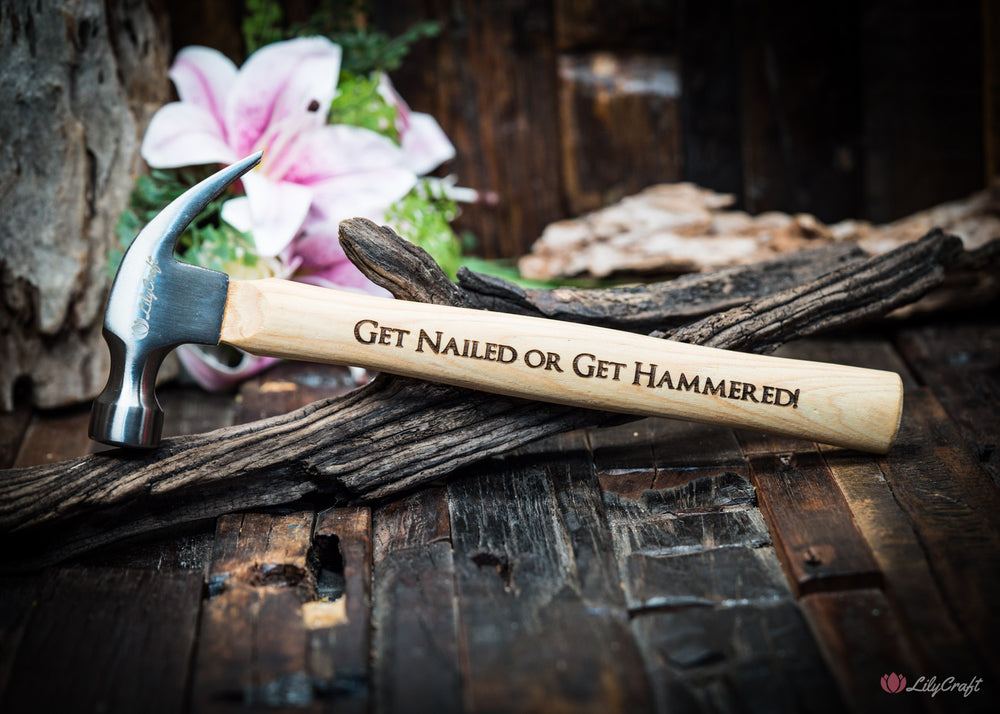 Personalised Hammer Gift Set with Wooden Box and Nails.