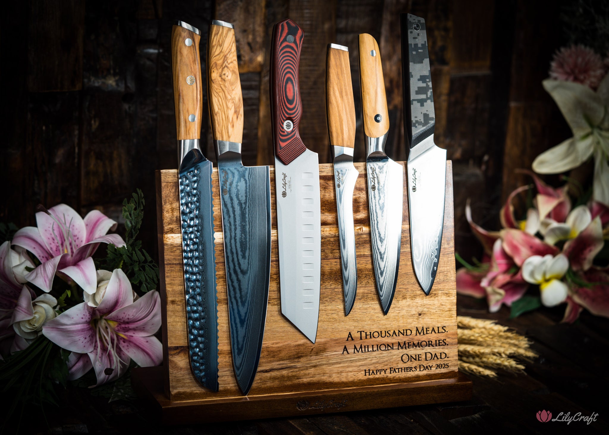 Magnetic Knife Block – Acacia Wood Knife Holder, Personalised