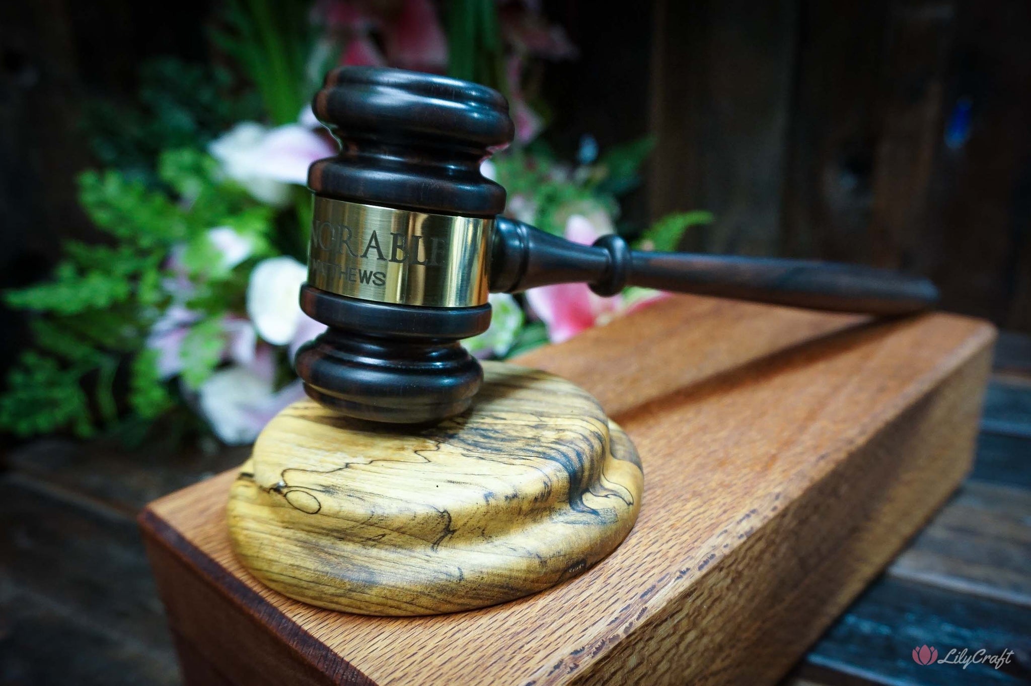 Judge Mallet Engraved Auctioneers Mallet with Sound Block